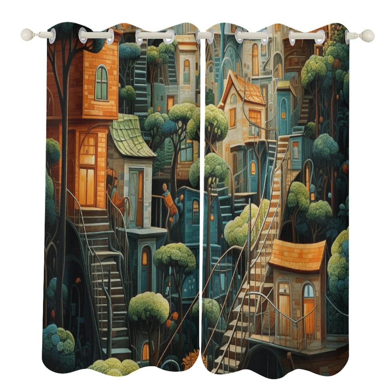 Anime Castle Modern Window for Living Room Curtains for Child Bedroom ...