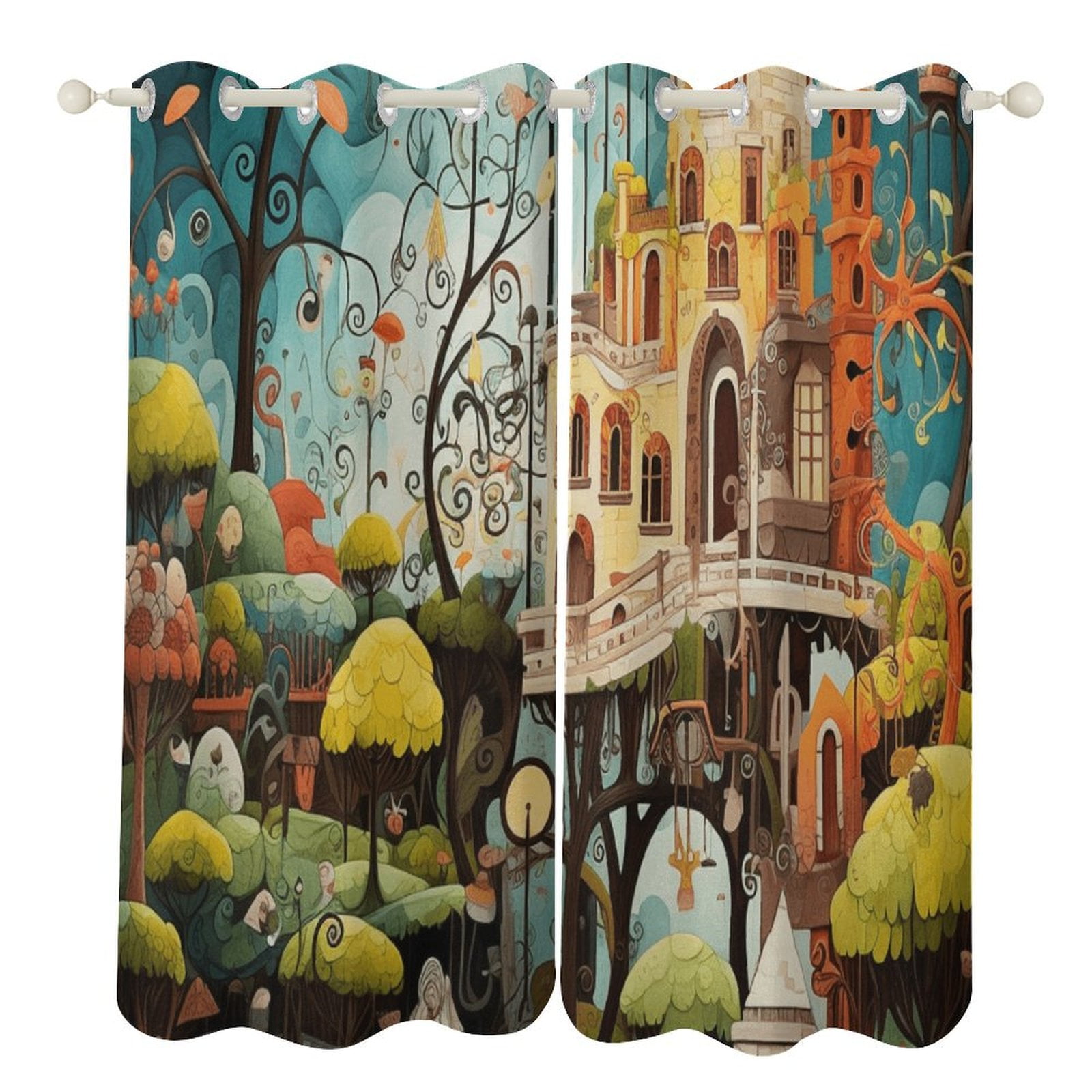 Anime Castle Modern Window for Living Room Curtains for Child Bedroom ...