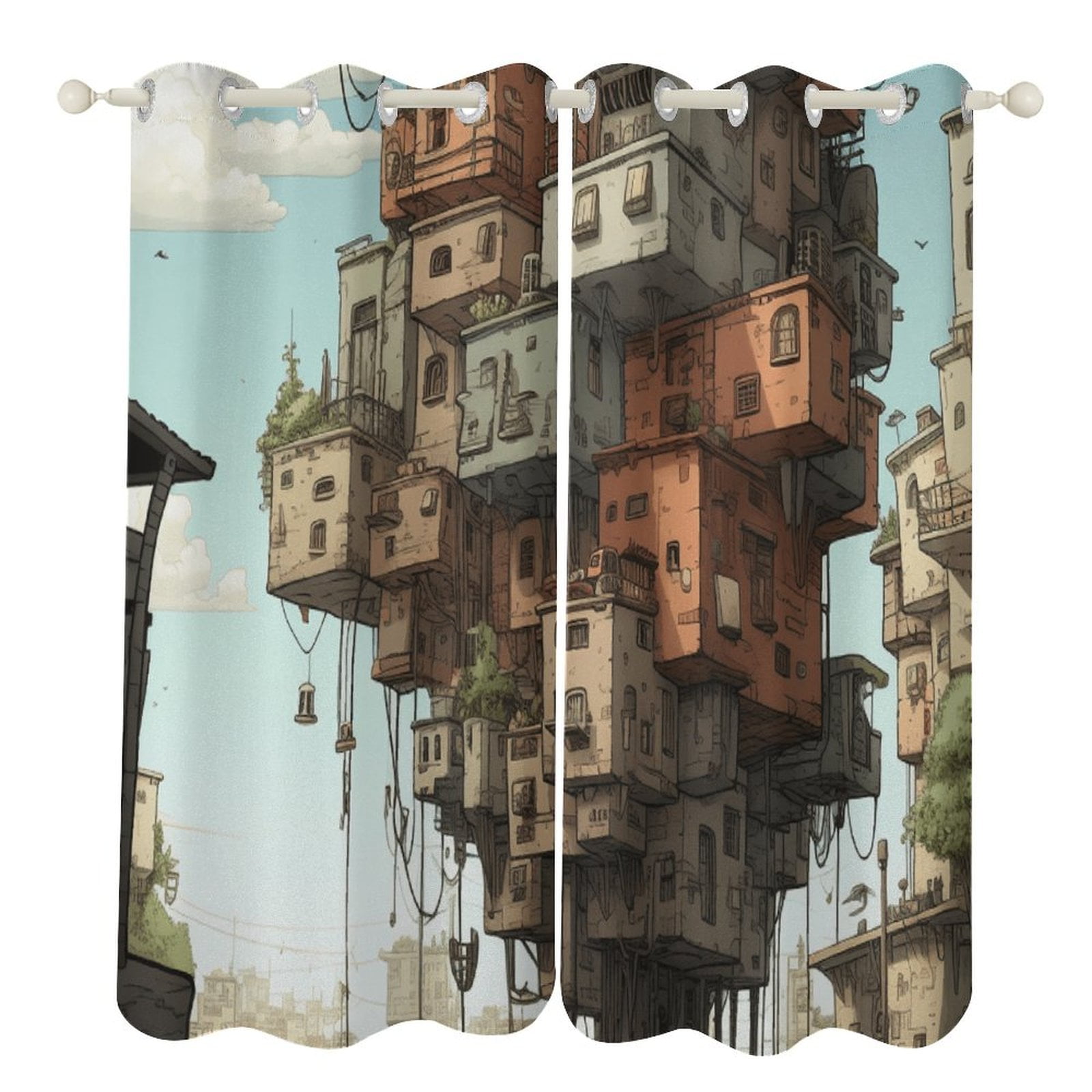 Anime Castle Modern Window for Living Room Curtains for Child Bedroom ...