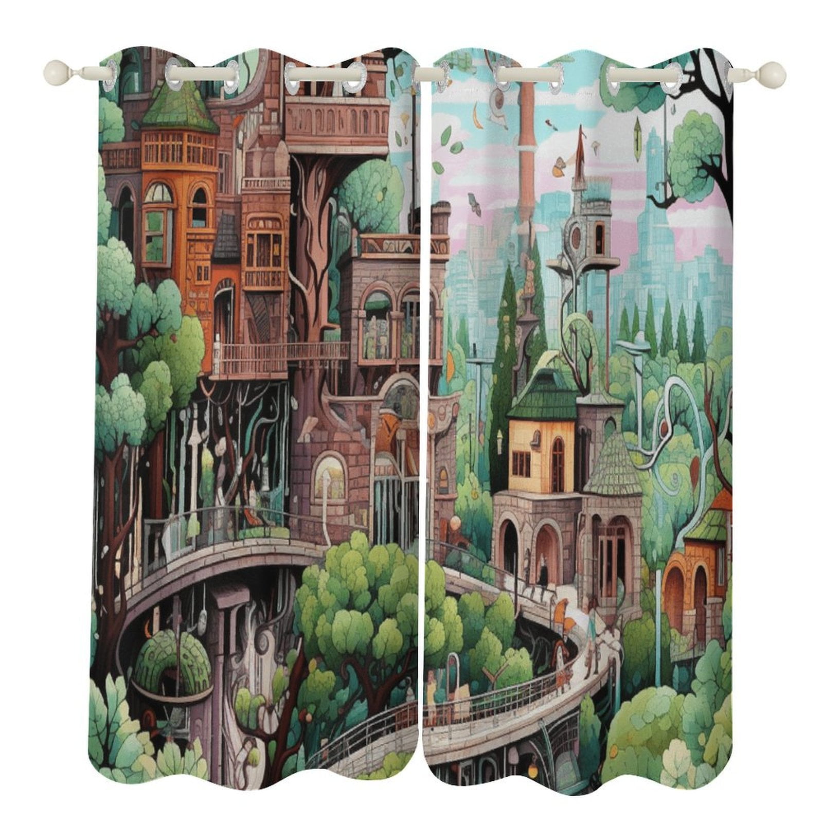 Anime Castle Modern Window for Living Room Curtains for Child Bedroom ...