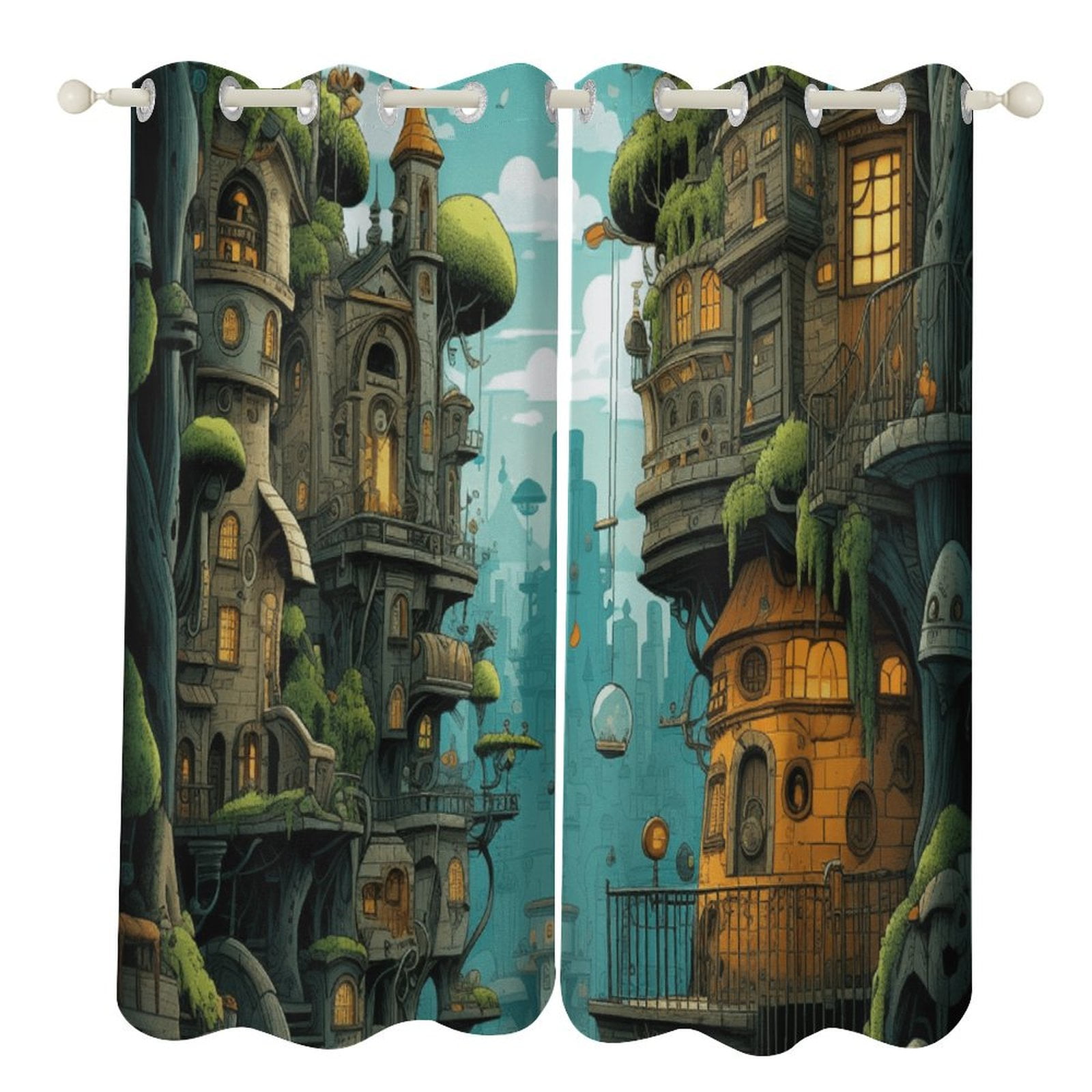 Anime Castle Modern Window for Living Room Curtains for Child Bedroom ...
