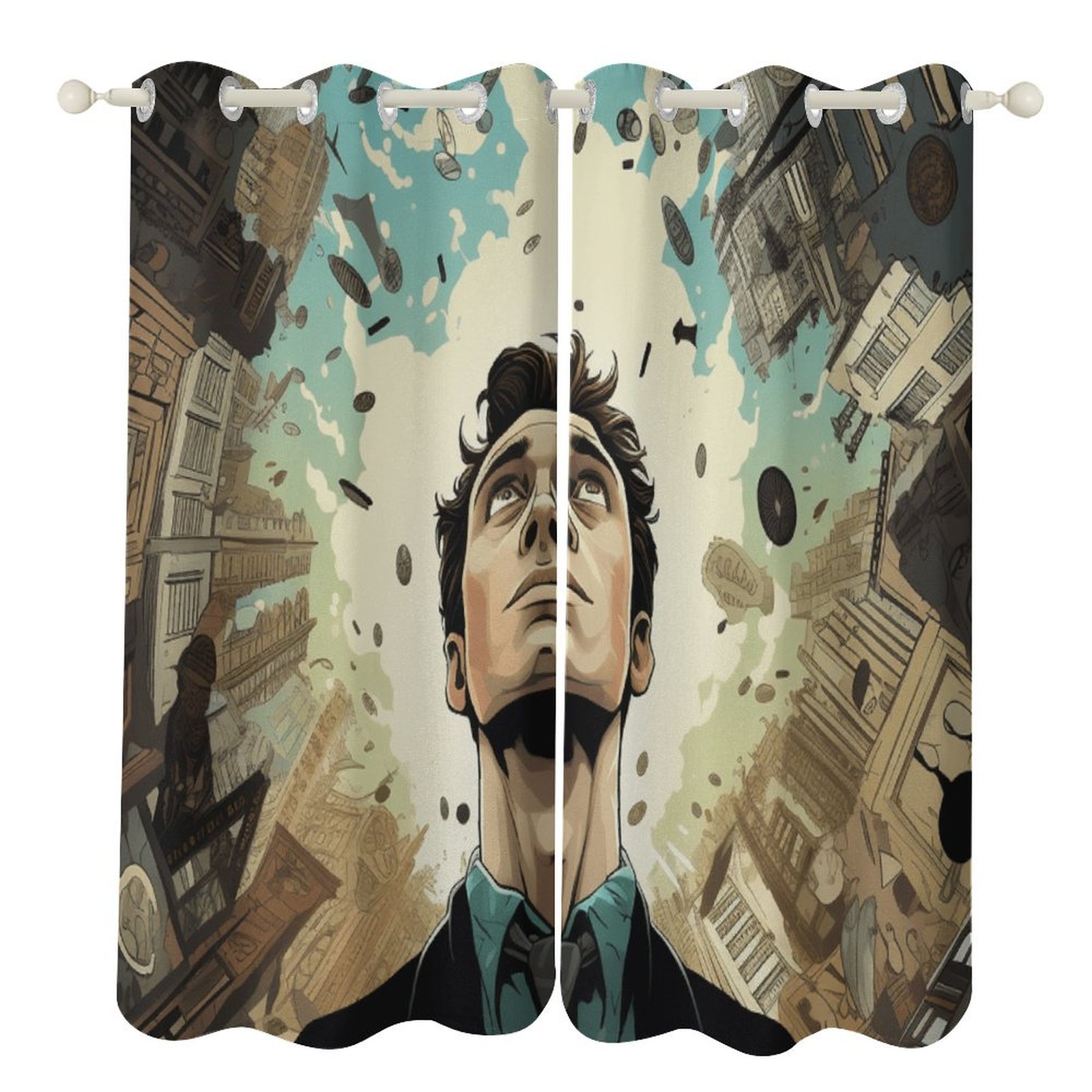 Anime Castle Window Curtain Panels Grommet Blackout Curtains Blackout ...