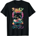 Anime Cat Eating Ramen Japanese Ramen Cat Japan Cat Unisex T-Shirt Gift ...