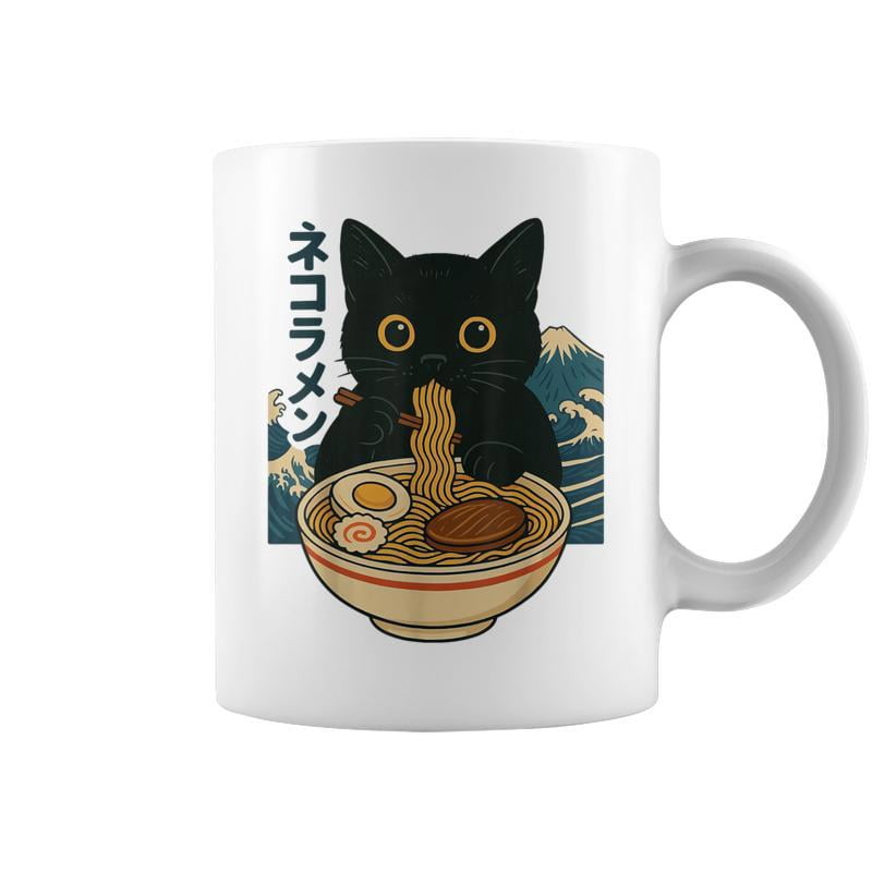 Anime Cat Eating Ramen Retro Kawaii Ramen Cat Coffee Mugs - Walmart.com