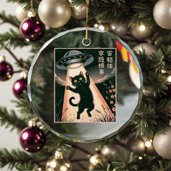 Anime Cat UFO Alien Funny Japanese Kawaii Graphic Ornament, Keepsake ...