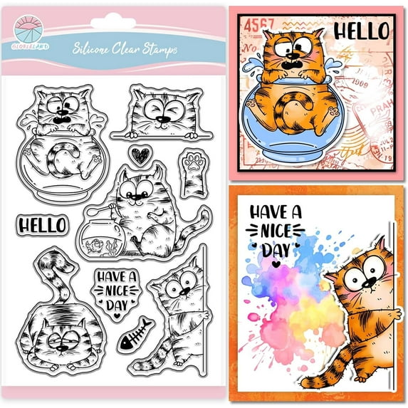 Anime Cats Clear Stamps for Card Making Cartoon Cats Silicone Clear ...