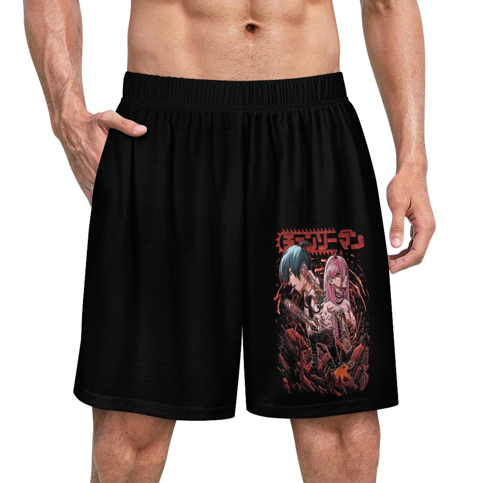 Anime Chainsaw Man Men's Shorts 3D Printed Beach Shorts Pajama Pants ...