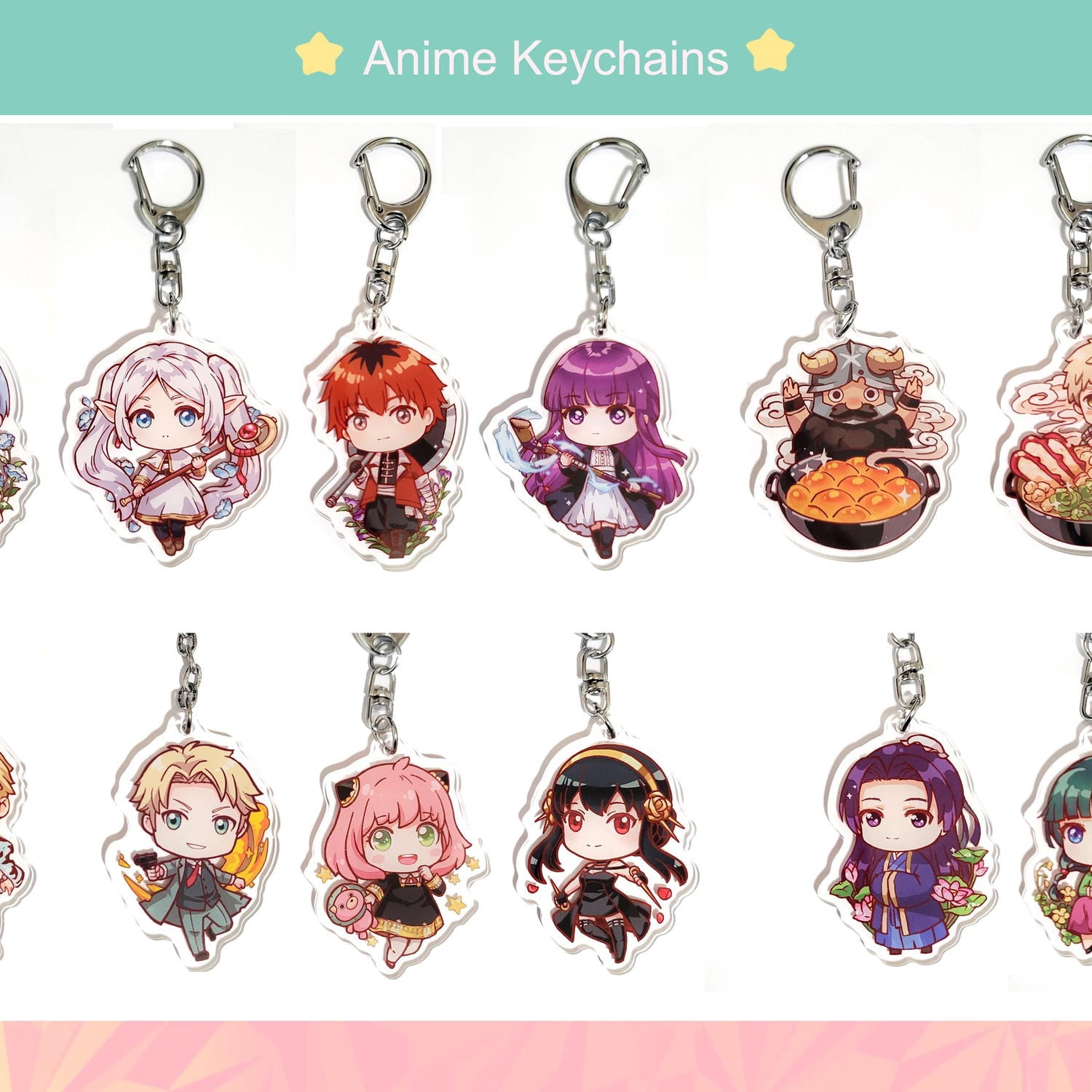 Anime Character Acrylic Keychain Cute Chibi Bag Charm Fan Gift, random ...