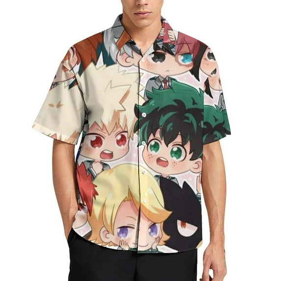 Anime Character My Hero Academia Men's Button-Down Shirts Daily Casual ...