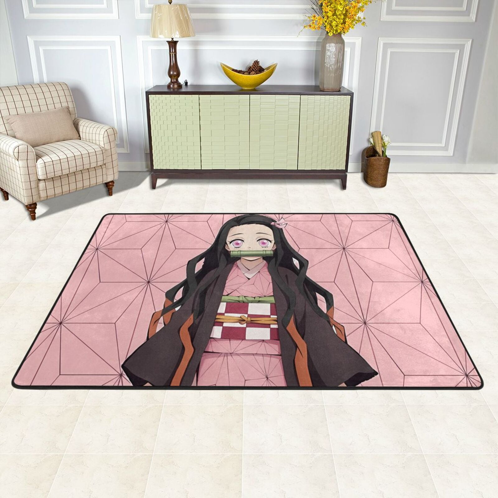 Anime Character Print Area Rug, Non-Slip Washable Floor Mat with ...