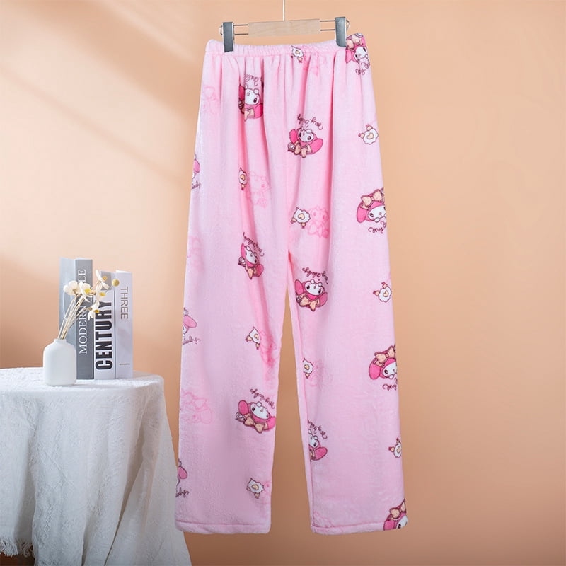 Anime Chiikawa Women's Plush Pajama Pants Winter Flannel Keep Warm ...