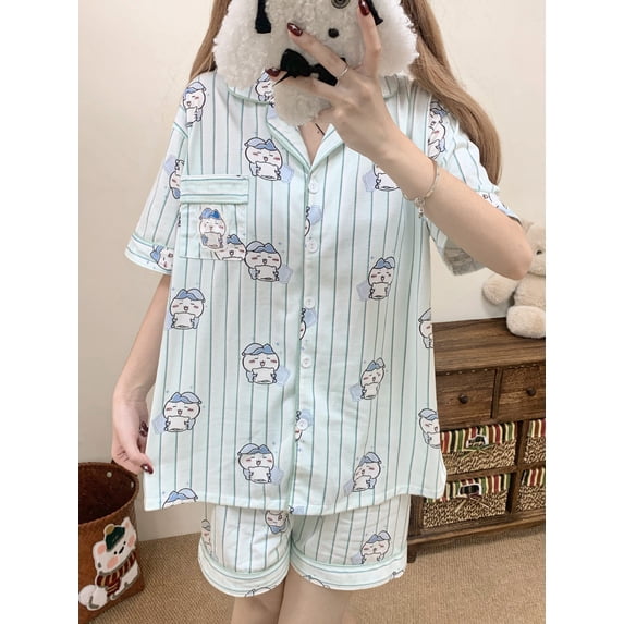 Anime Chiikawa Women's Sleepwear Spring Autumn Summer Cotton Short ...