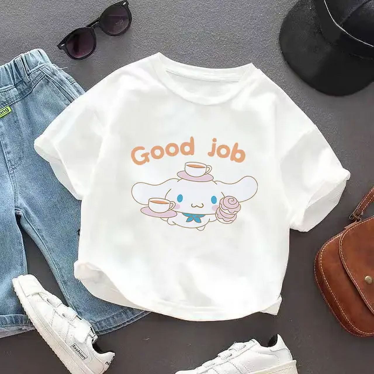 Anime Cinnamoroll Children's Short Sleeve Sanrios Kawaii Girl Boys ...