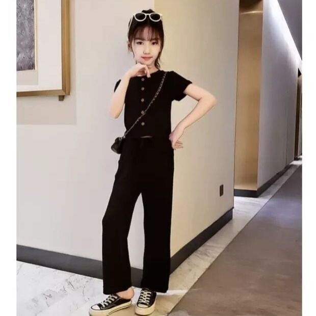 Anime Cinnamoroll Girl‘s Short Sleeve Suit Wide Leg Pants Kuromi ...