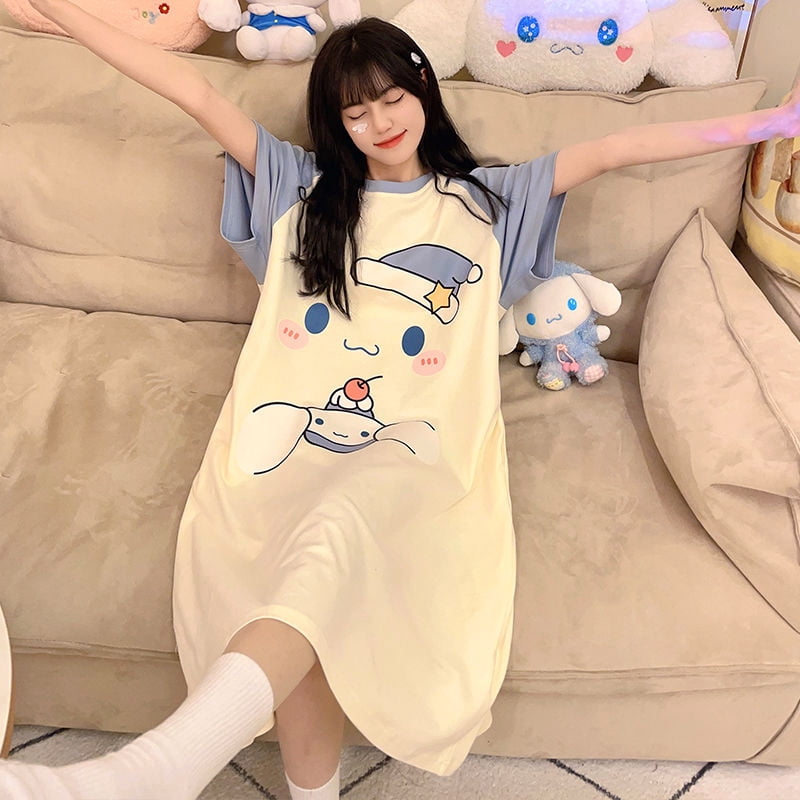 Anime Cinnamoroll Night Skirt Nightdress Pajamas Sanrio Kawaii Short ...