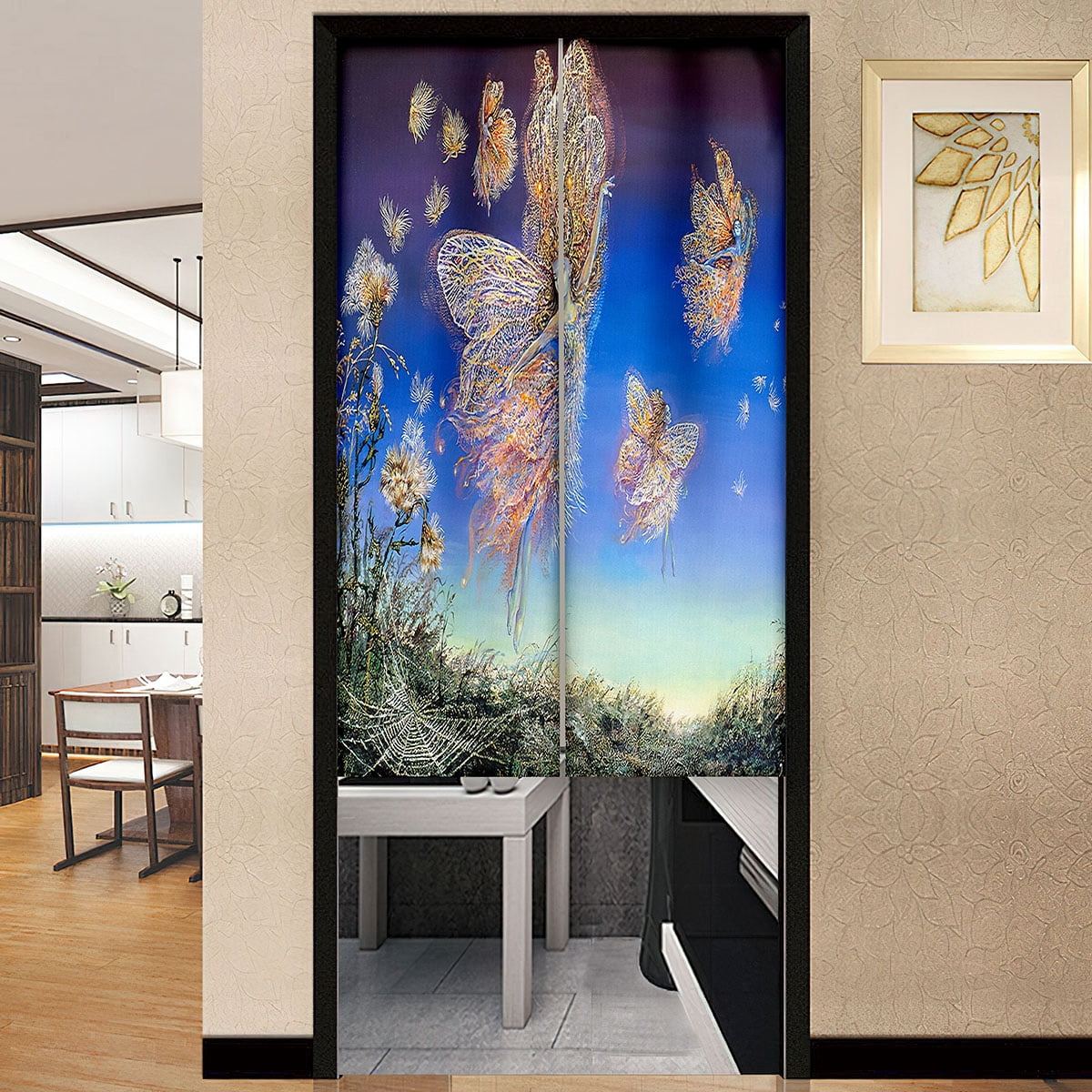 Anime Colorful Butterflies Print Door Curtain Chinese Panel Japanese ...