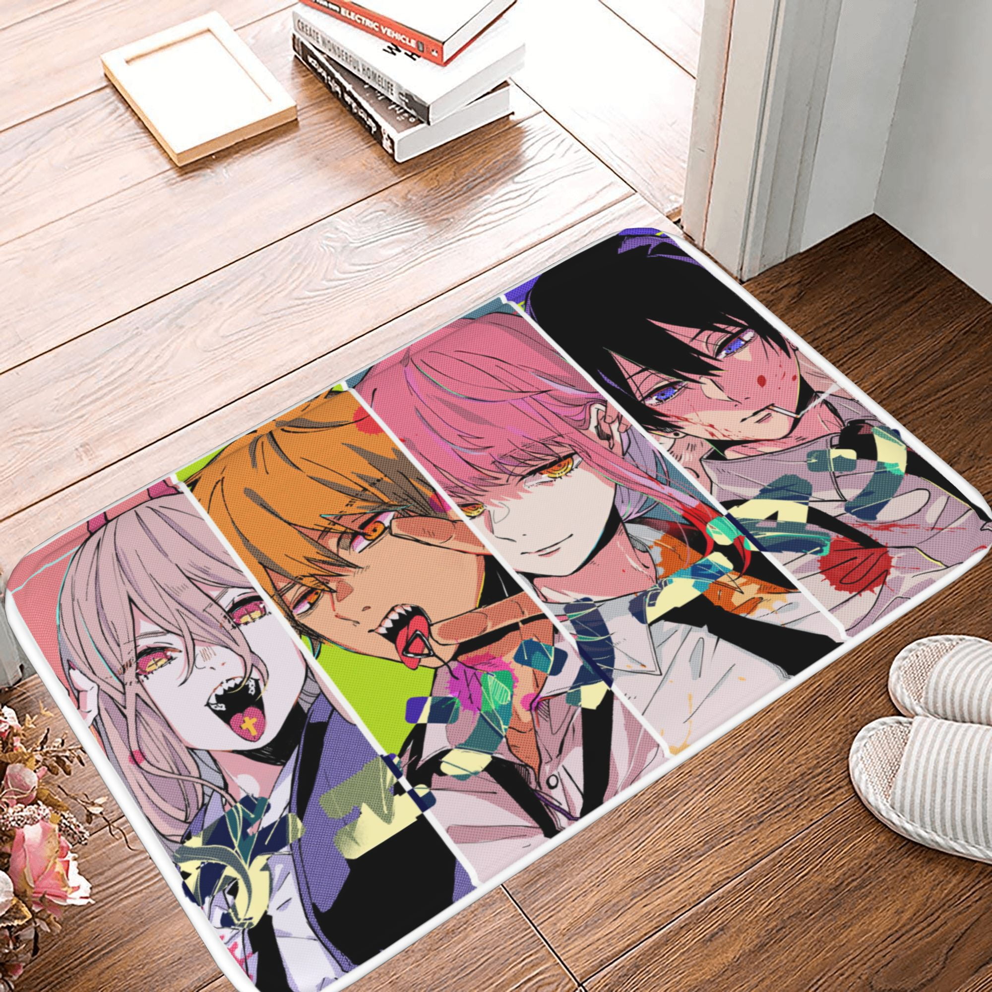 Anime Comic Multi-Size Flannel Non-slip Mat,Chainsaw Man Flannel Floor ...
