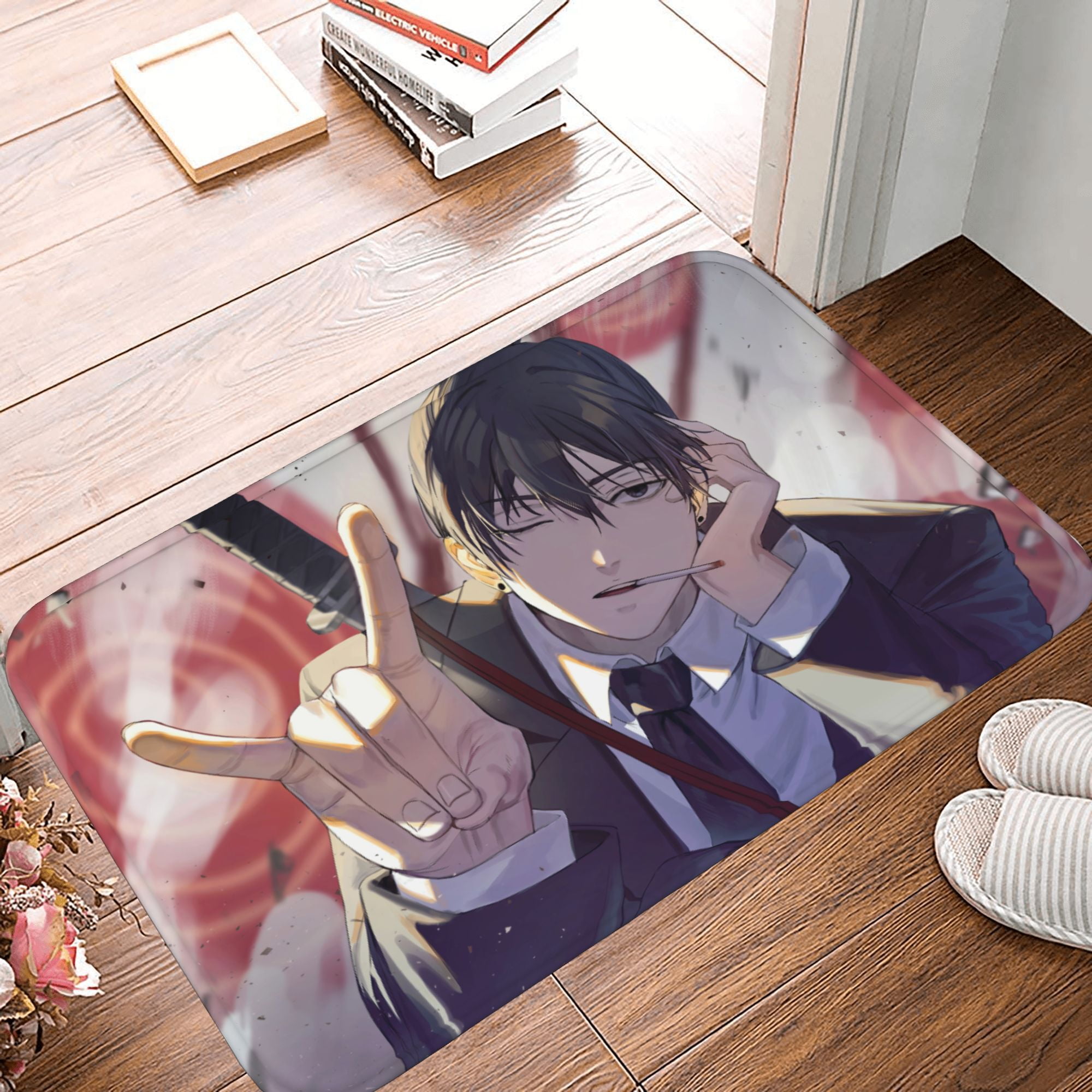 Anime Comic Multi-Size Flannel Non-slip Mat,Chainsaw Man Flannel Floor ...