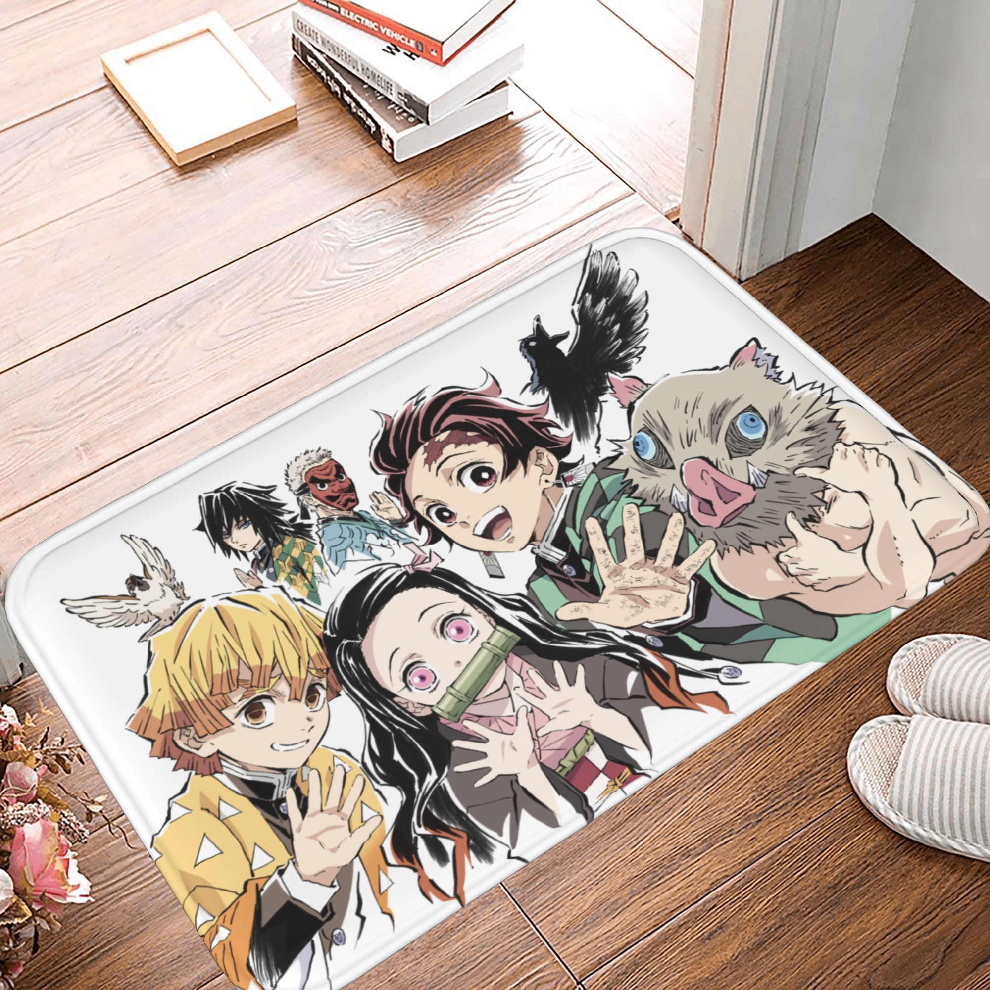 Anime Comic Multi-Size Flannel Non-slip Mat,Demon Slayer Flannel Floor ...