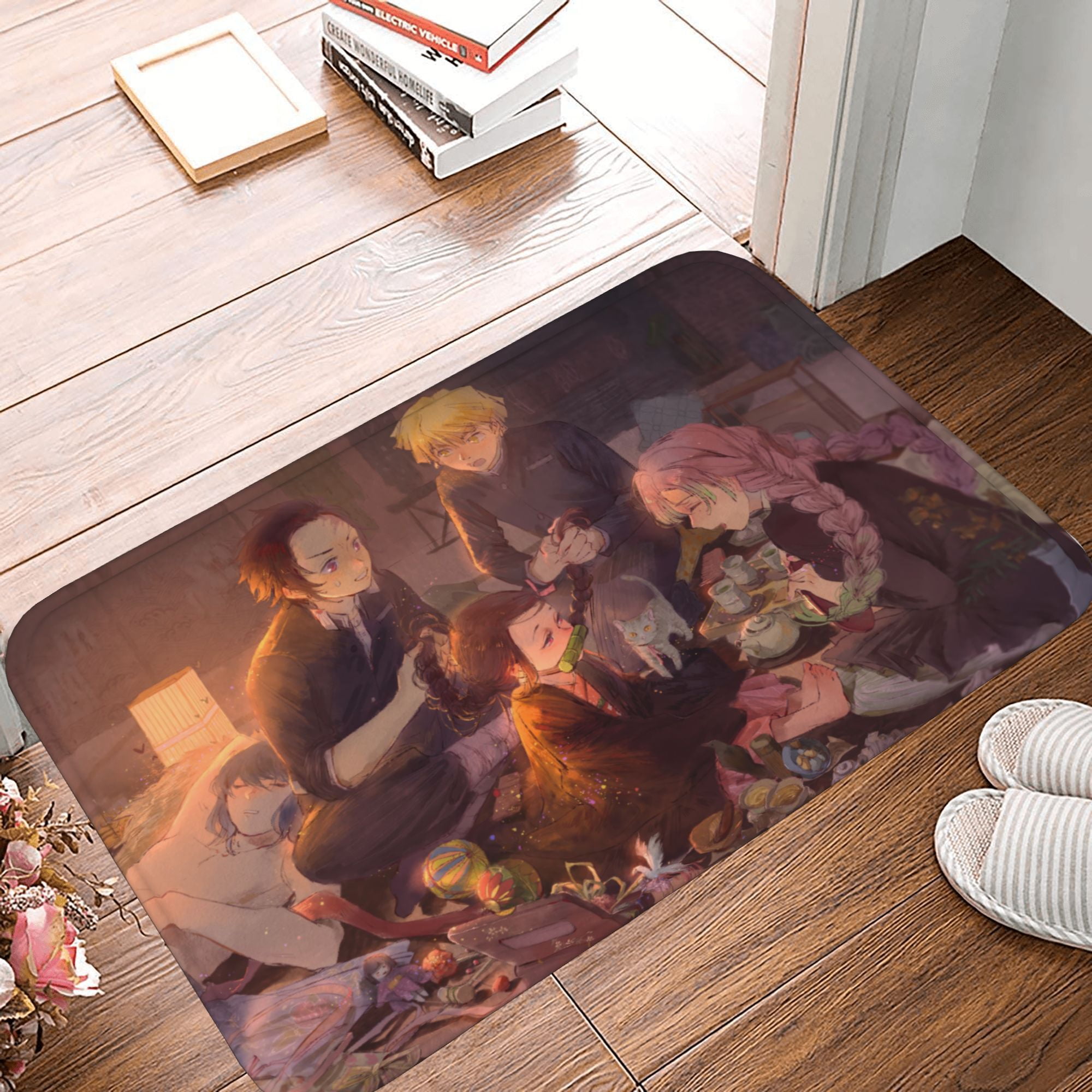 Anime Comic Multi-Size Flannel Non-slip Mat,Demon Slayer Flannel Floor ...