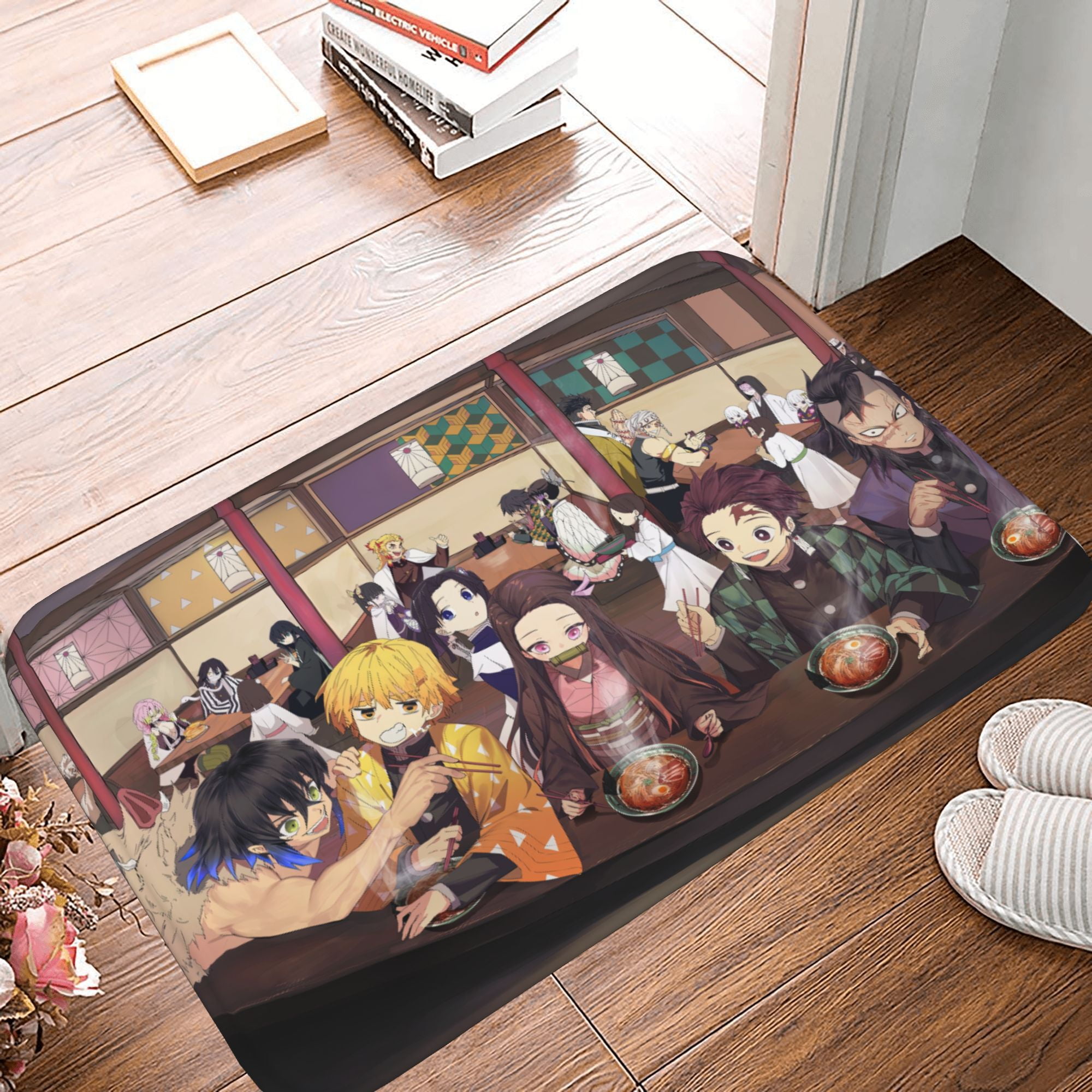 Anime Comic Multi-Size Flannel Non-slip Mat,Demon Slayer Flannel Floor ...