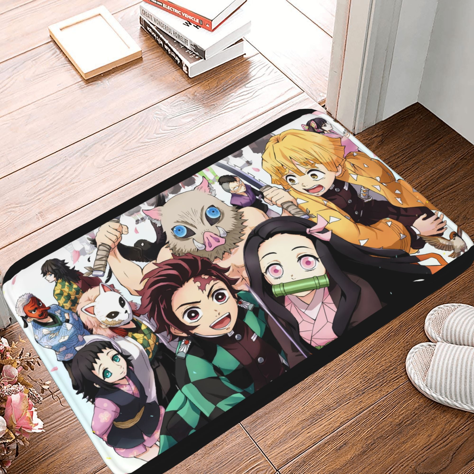 Anime Comic Multi-Size Flannel Non-slip Mat,Demon Slayer Flannel Floor ...