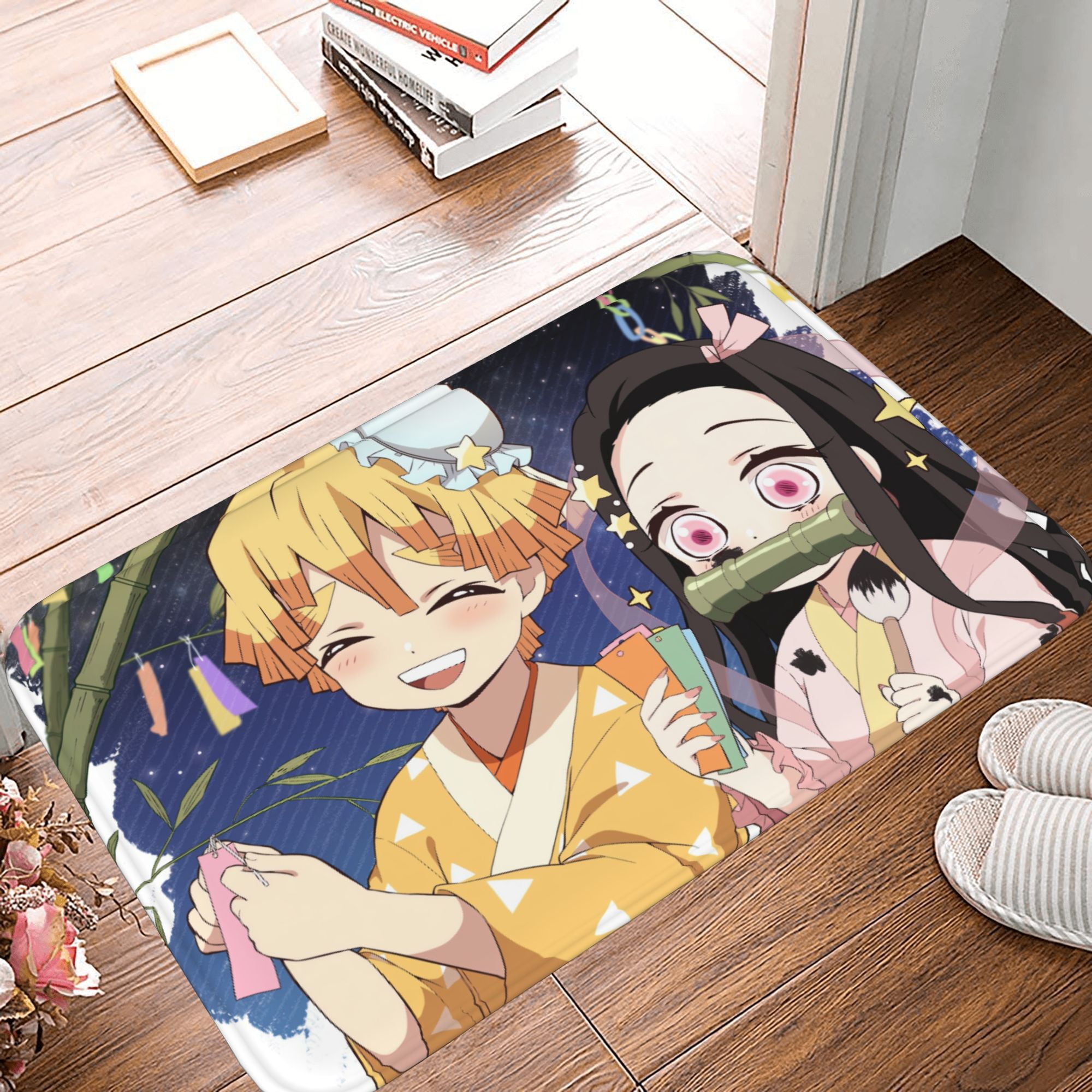 Anime Comic Multi-Size Flannel Non-slip Mat,Demon Slayer Flannel Floor ...