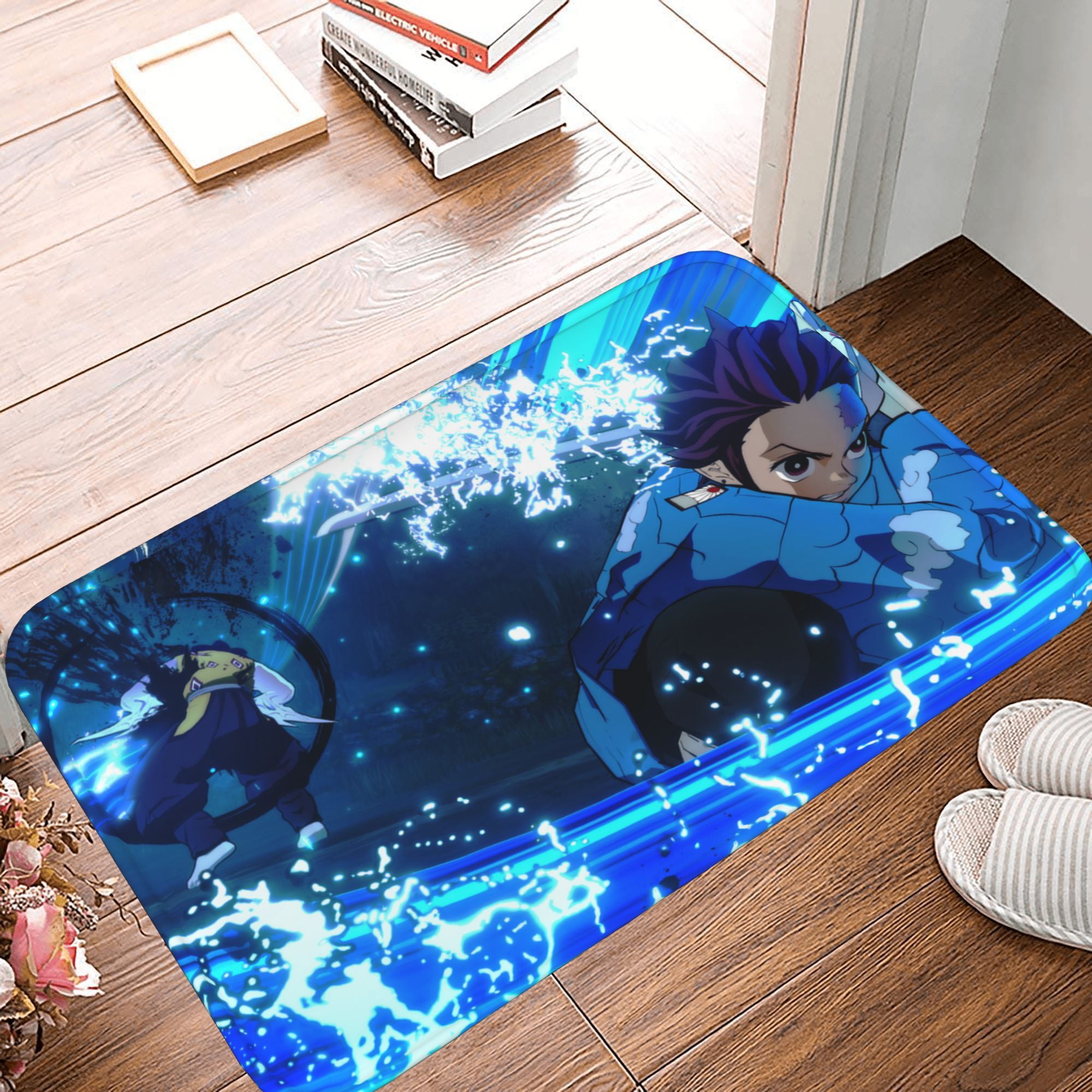Anime Comic Multi-Size Flannel Non-slip Mat,Demon Slayer Flannel Floor ...