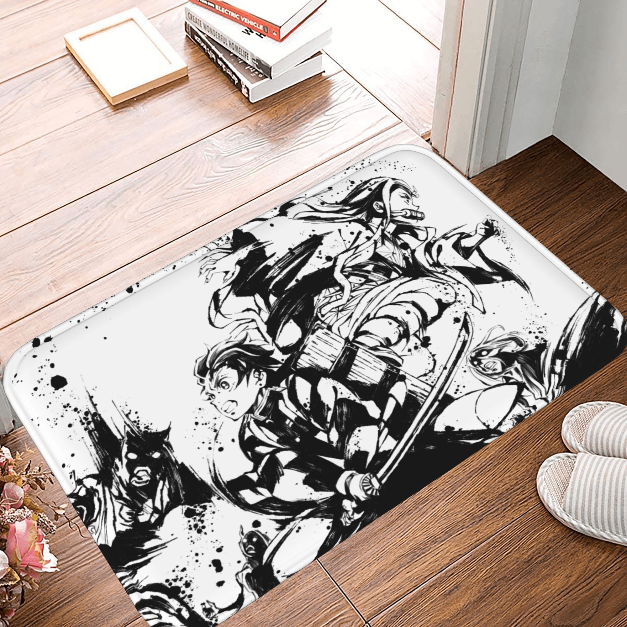 Anime Comic Multi-Size Flannel Non-slip Mat,Demon Slayer Flannel Floor ...