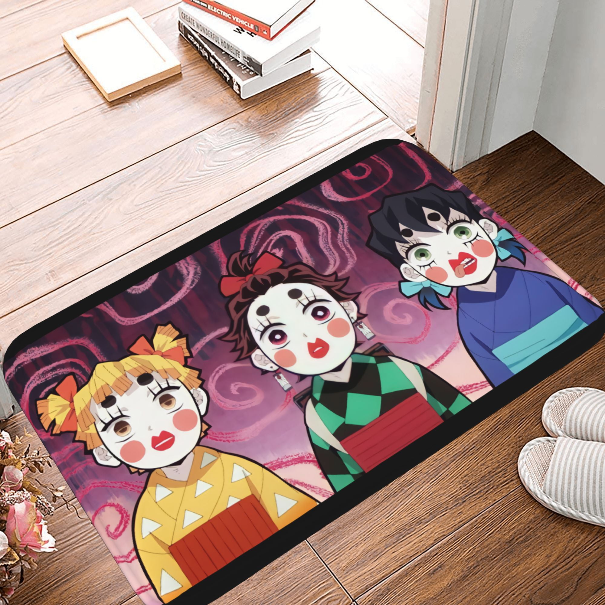 Anime Comic Multi-Size Flannel Non-slip Mat,Demon Slayer Flannel Floor ...