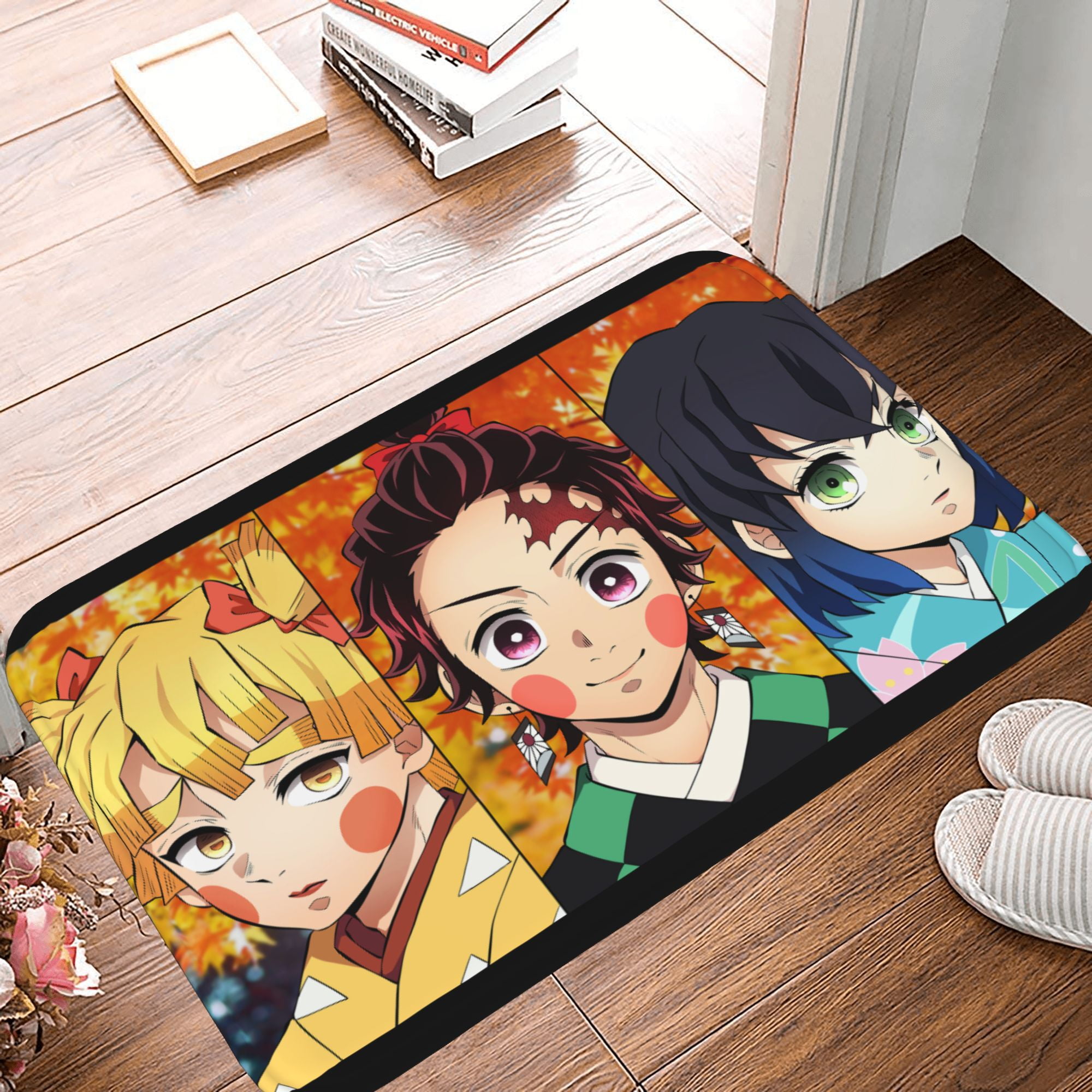 Anime Comic Multi-Size Flannel Non-slip Mat,Demon Slayer Flannel Floor ...
