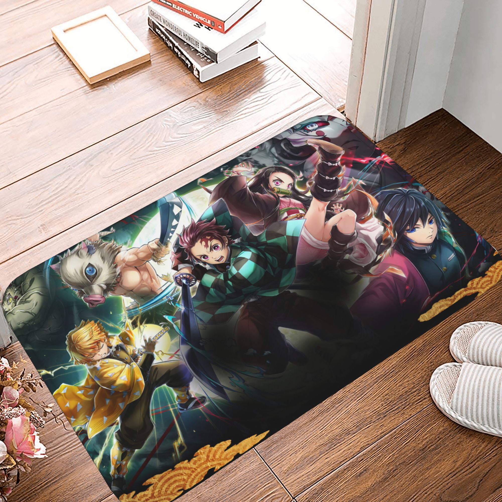Anime Comic Multi-Size Flannel Non-slip Mat,Demon Slayer Flannel Floor ...