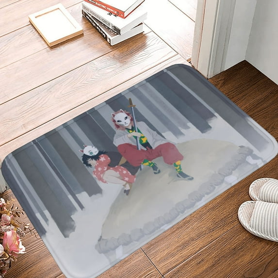 Anime Comic Multi-Size Flannel Non-slip Mat,Demon Slayer Flannel Floor ...