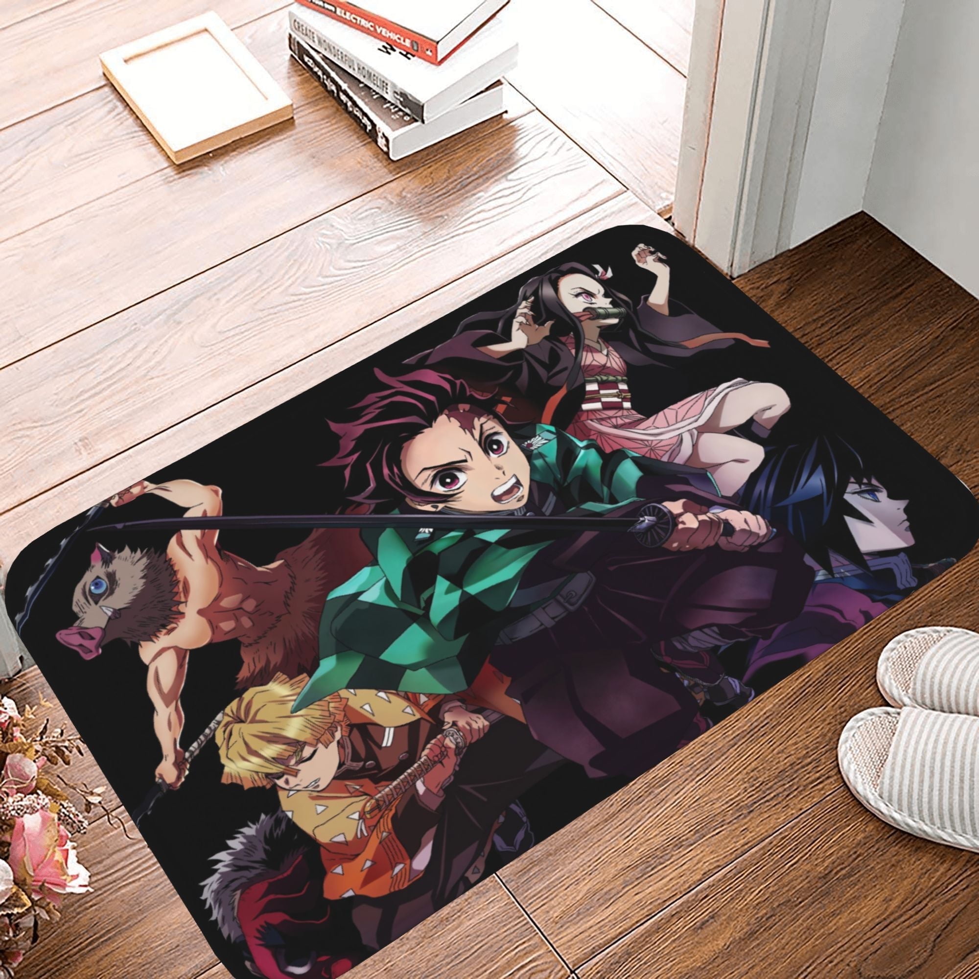 Anime Comic Multi-Size Flannel Non-slip Mat,Demon Slayer Flannel Floor ...