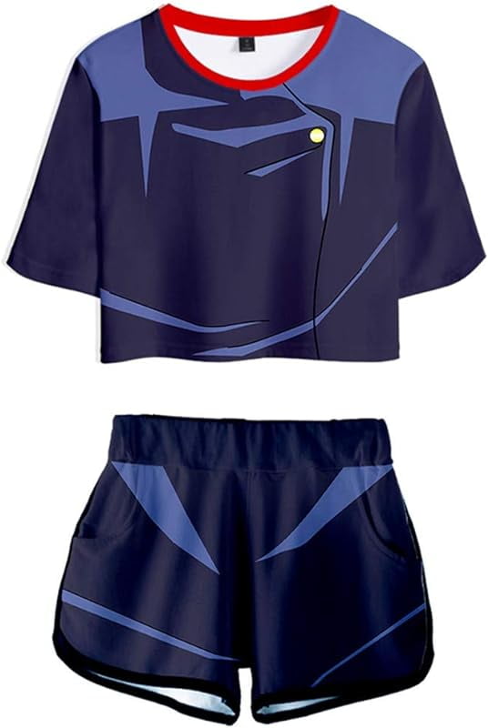 Anime Cosplay Sukuna Itadori 3D Printed Crop Top and Shorts Two Pieces ...