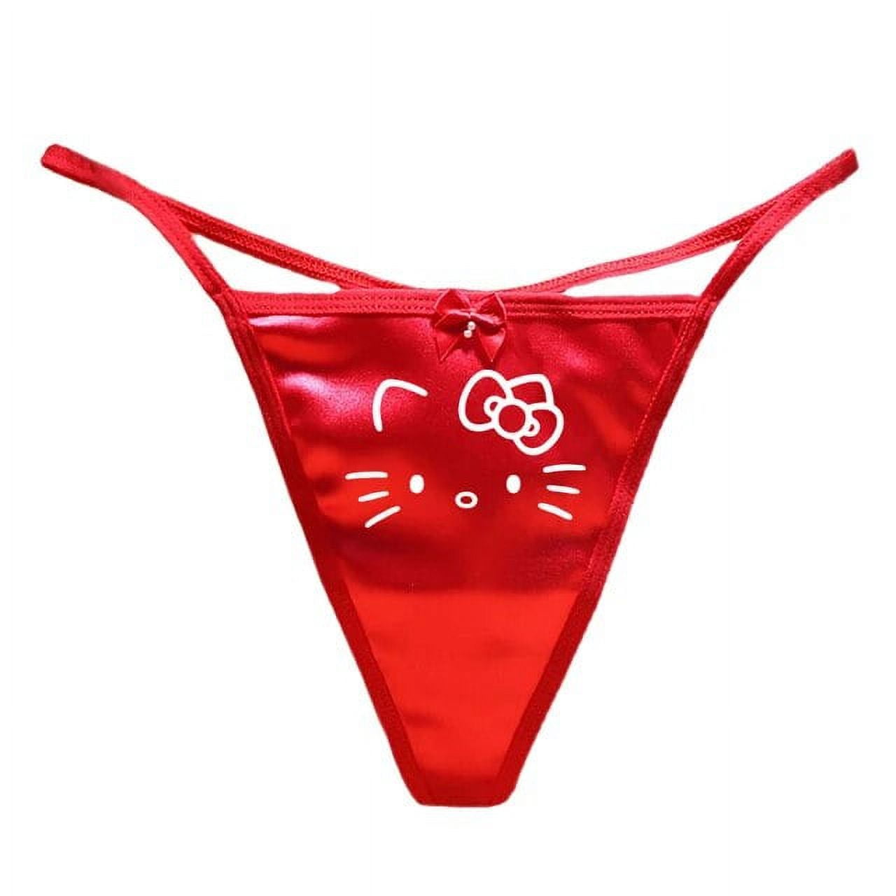 Anime Couple Underwear Hello Kitty Cute Thong Sexy Seamless Pearl Bow Low Waisted Pure Cotton