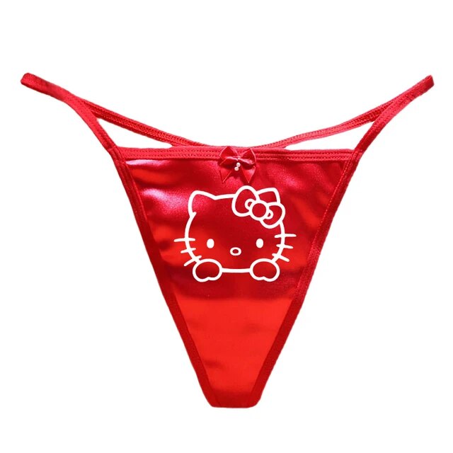 Anime Couple Underwear Hello Kitty Cute Thong Sexy Seamless Pearl Bow