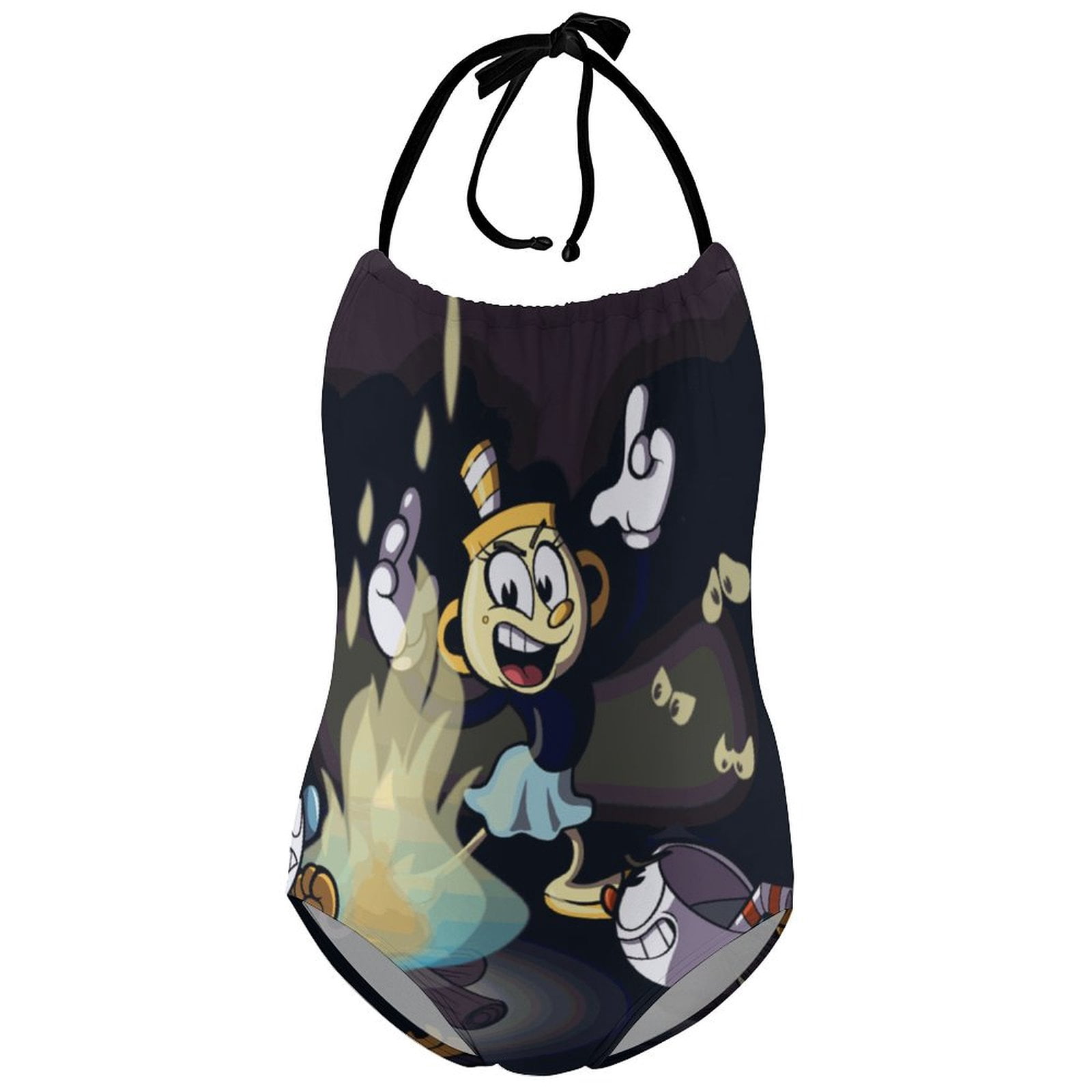 Anime Cuphead Children's One-piece Swimwear Halterneck Swimsuit Summer ...
