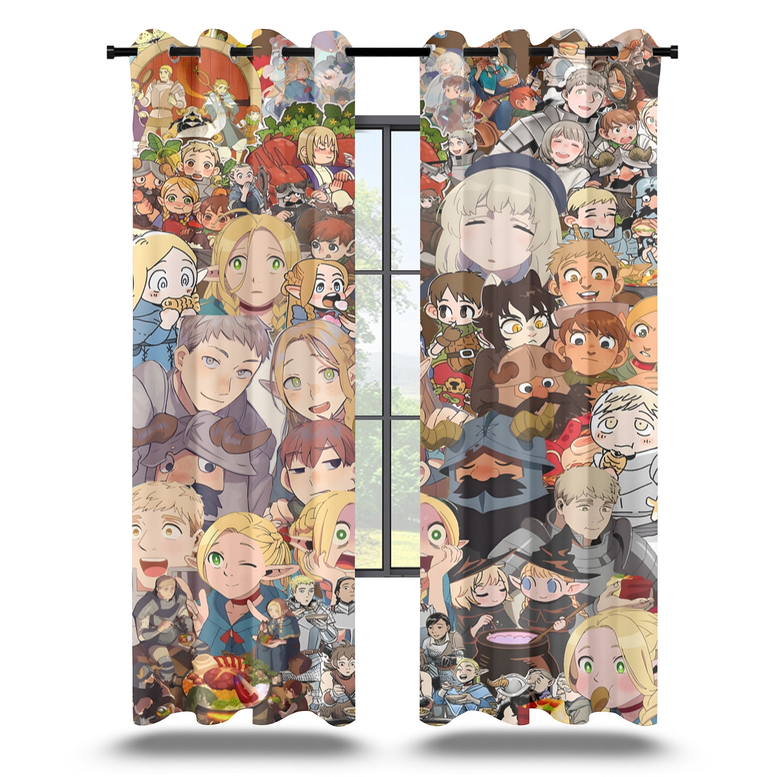 Anime Curtains for Bedroom Drapes Delicious In Dungeon Print Design ...