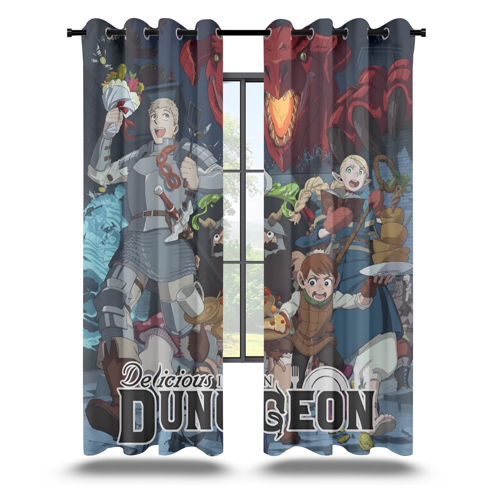 Anime Curtains for Bedroom Drapes Delicious In Dungeon Print Design ...