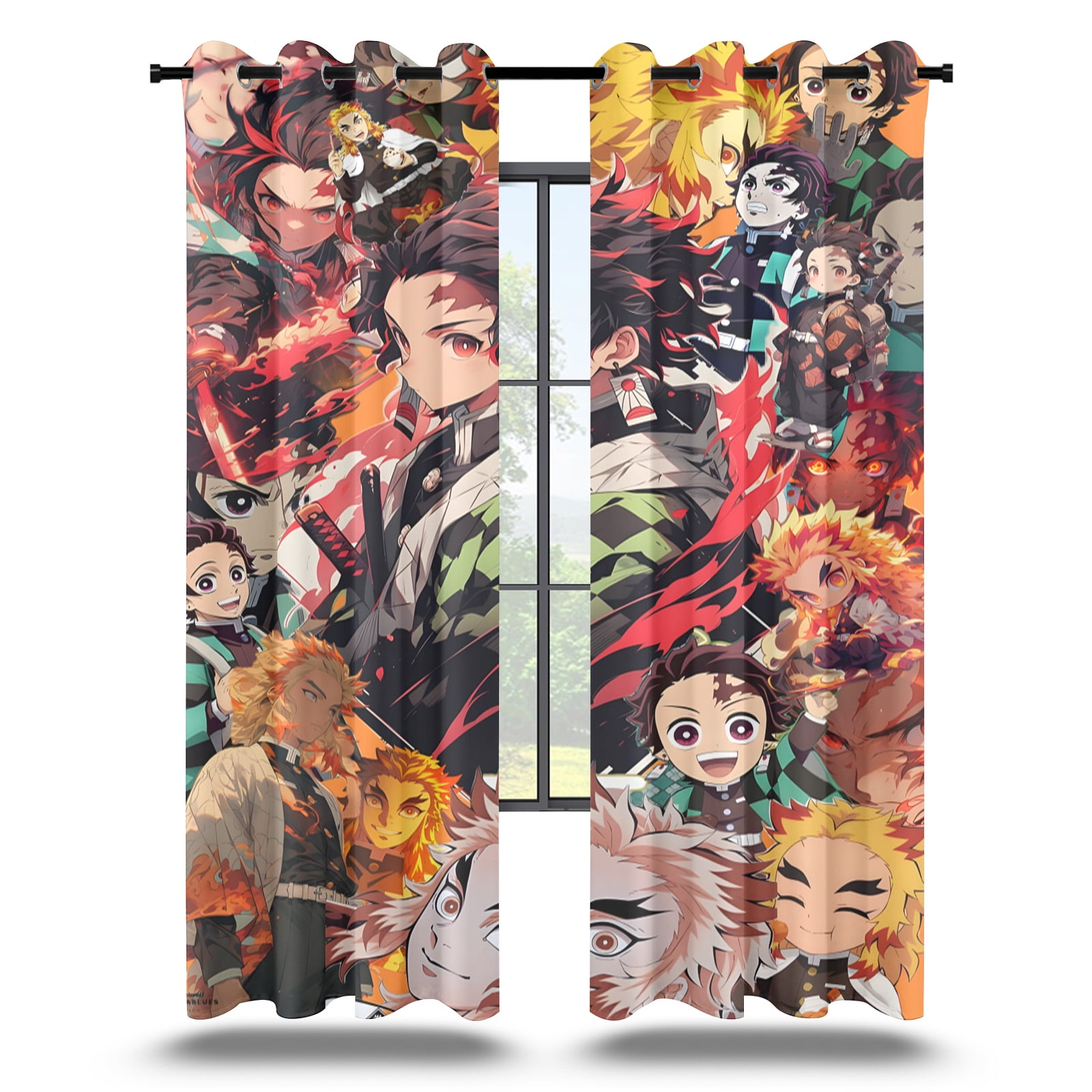 Anime Curtains for Bedroom Drapes Slayer Tanjirou Inosuke Kyoujurou ...