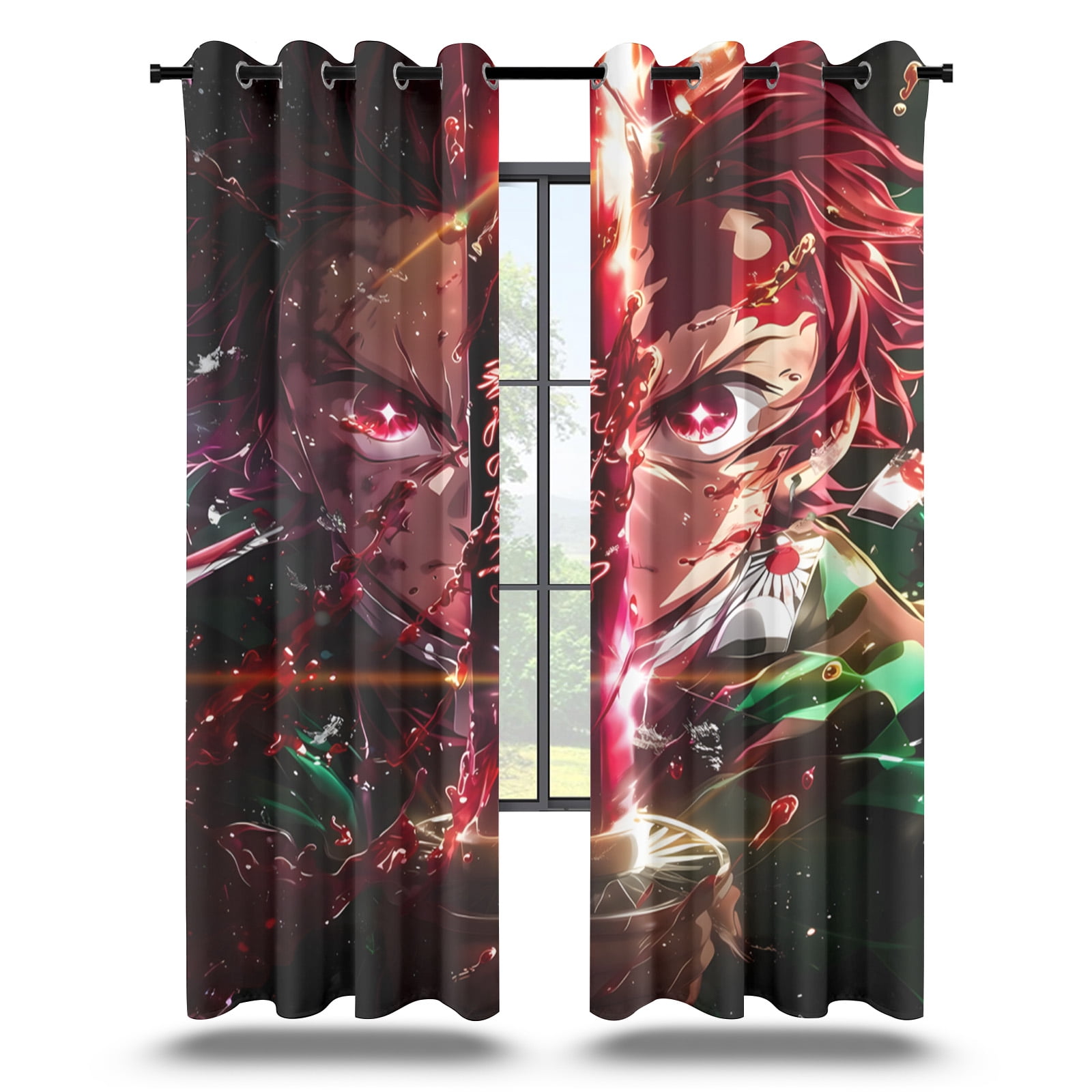 Anime Curtains for Bedroom Drapes Slayer Tanjirou Inosuke Kyoujurou ...