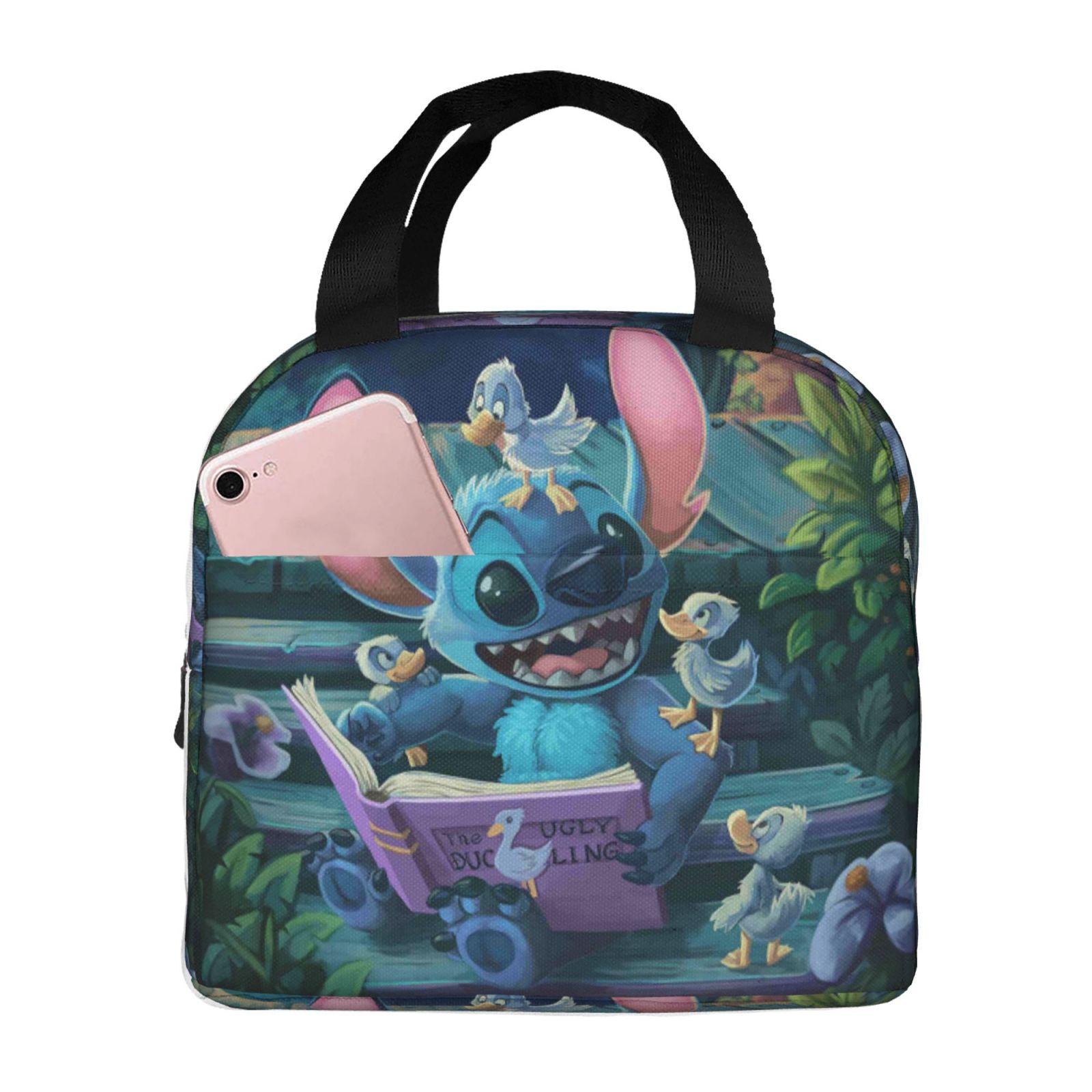 Anime Cute Lilo and Stitch Angel Lunch Bag Insulation Portable Lunch ...
