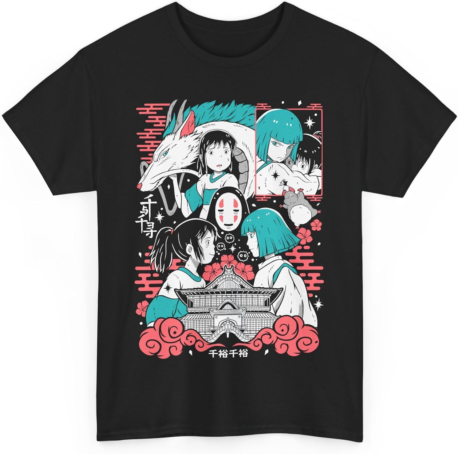 Anime Cute T-Shirt Soot Sprites Graphic Tee Cotton Kawaii Manga Anime ...