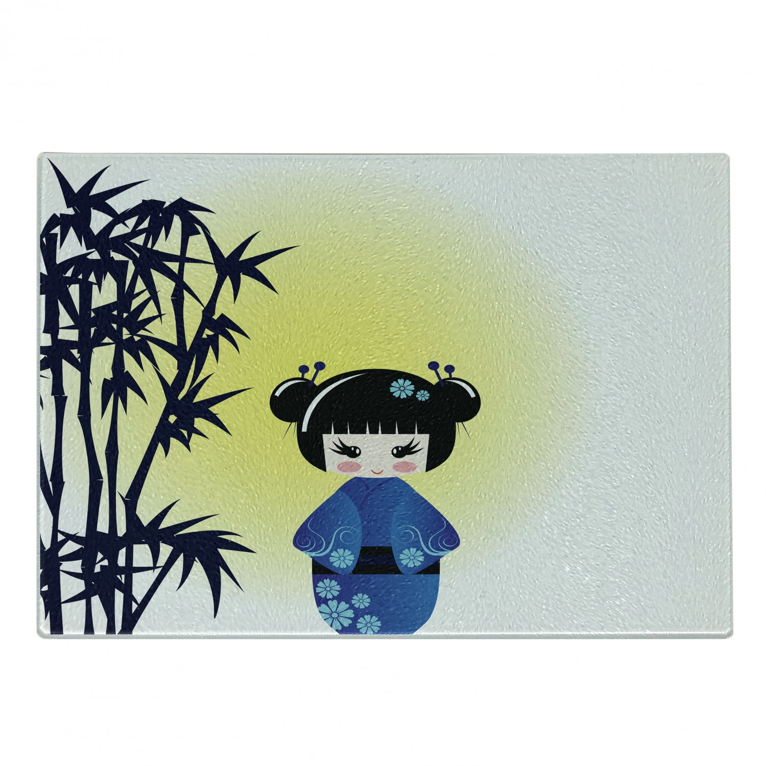 Anime Cutting Board, Illustration of a Kokeshi Doll and Bamboo Tree ...