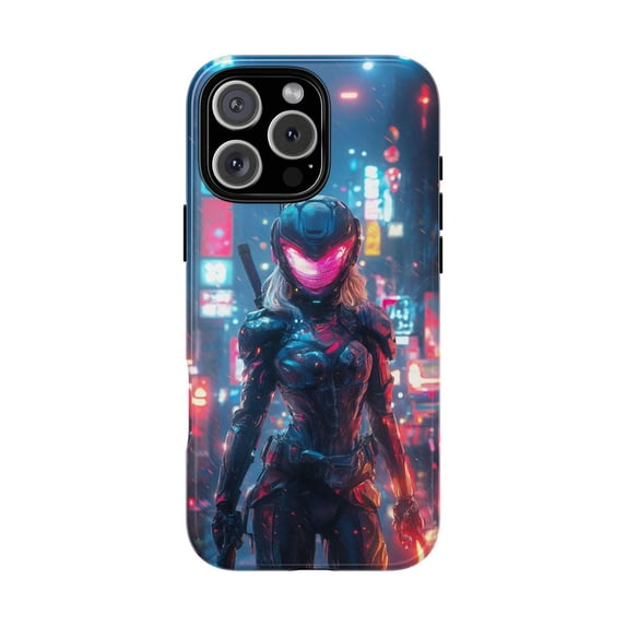 Anime Cyber Warrior Girl Futuristic Battle Design Phone Case for iPhone ...