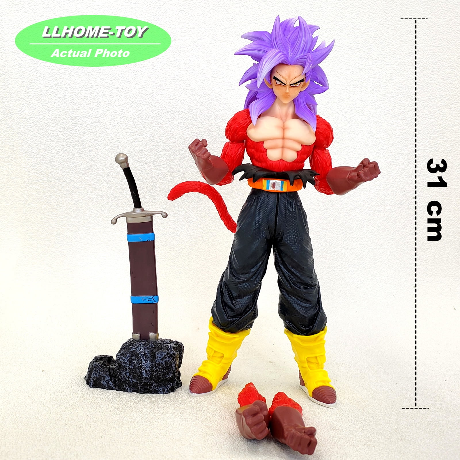 Anime DBZ GT Super Saiyan 4 Trunks Replace hand action Figure Statue ...