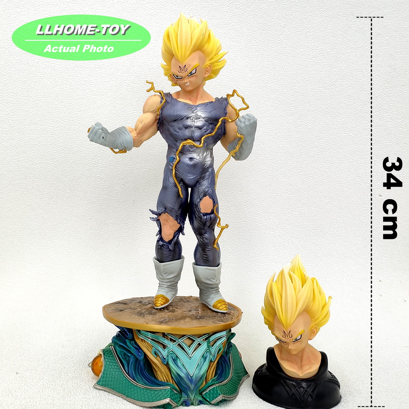 Anime DBZ Saiyan Vegeta Berserker Two heads action Figure Statue Toy ...