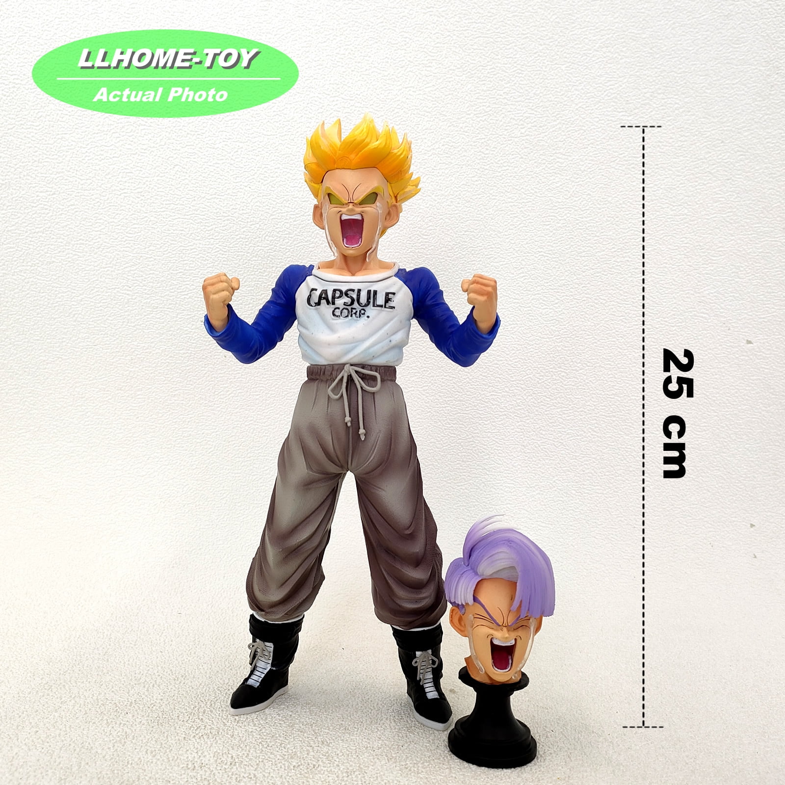 Anime DBZ Super Saiyan Future Trunks Anger cry two heads Figure Toy ...