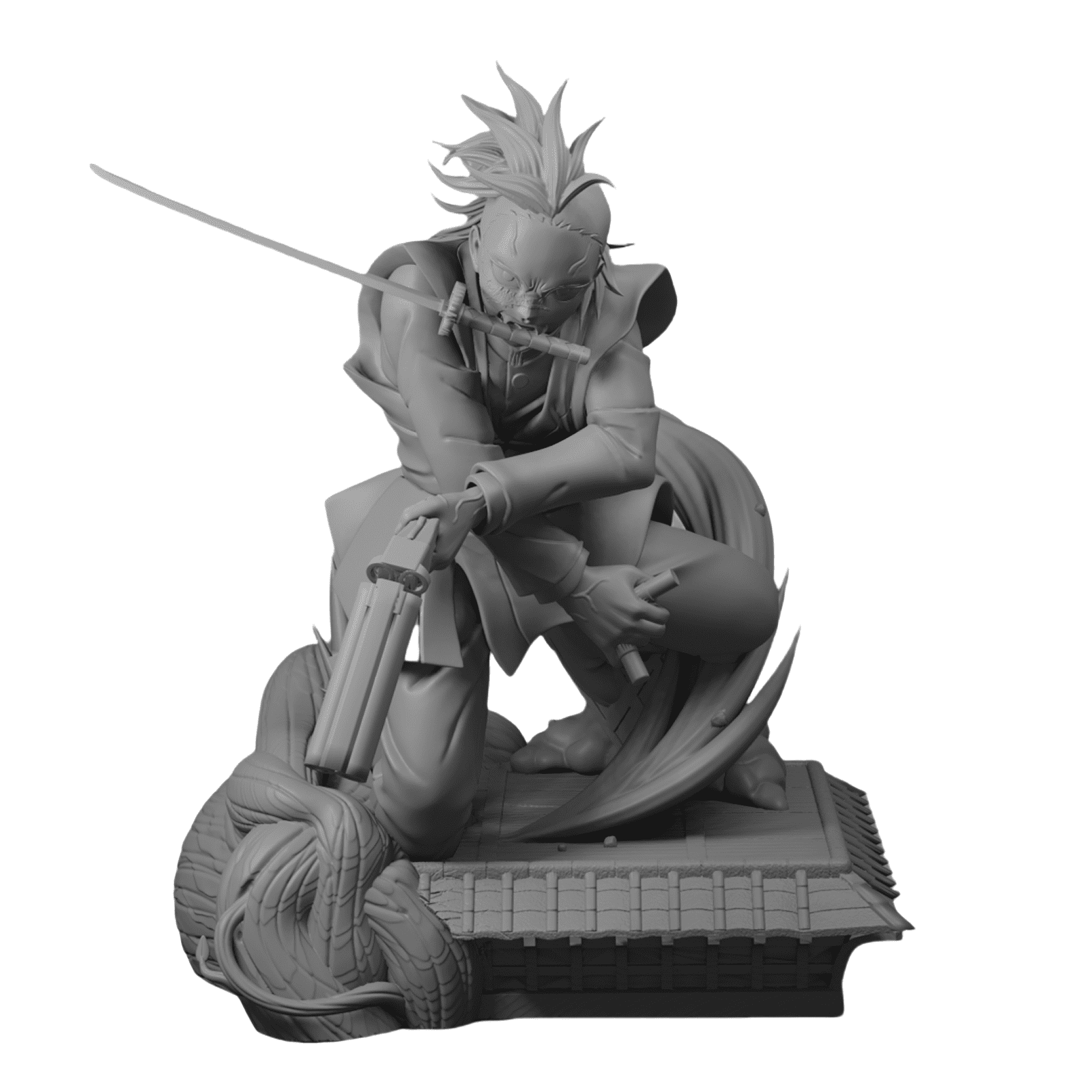 Anime DS Shinazugawa Genya Demon Fight Resin 3D Print GK Figure DIY ...